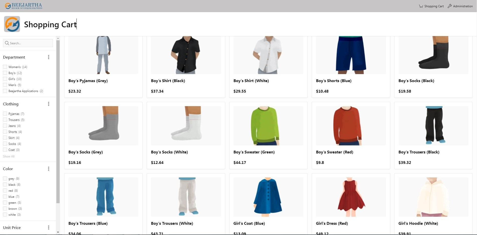 Shopping Cart Application – Beejartha